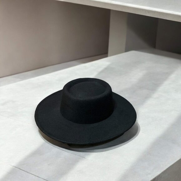 Accessories | Black Round Dented Pork Pie Crown Fashion Wide Brim ...